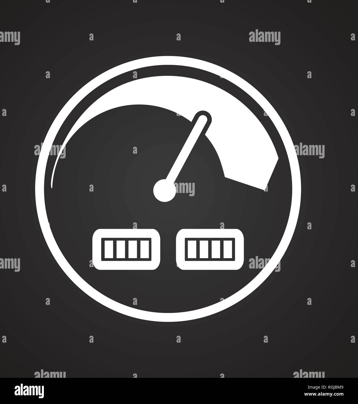 Analog gauge meter on black background for graphic and web design ...