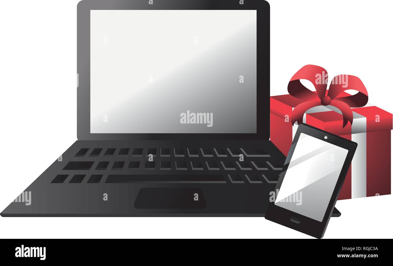 laptop gift cartoon Stock Vector Image & Art - Alamy