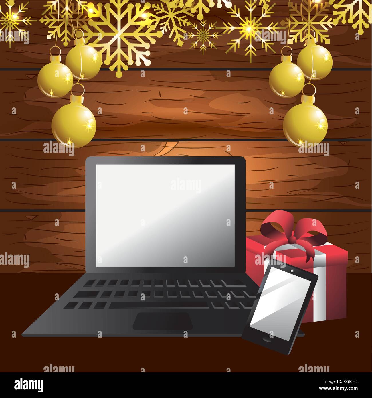 Laptop happy birthday screen Stock Vector Images - Alamy