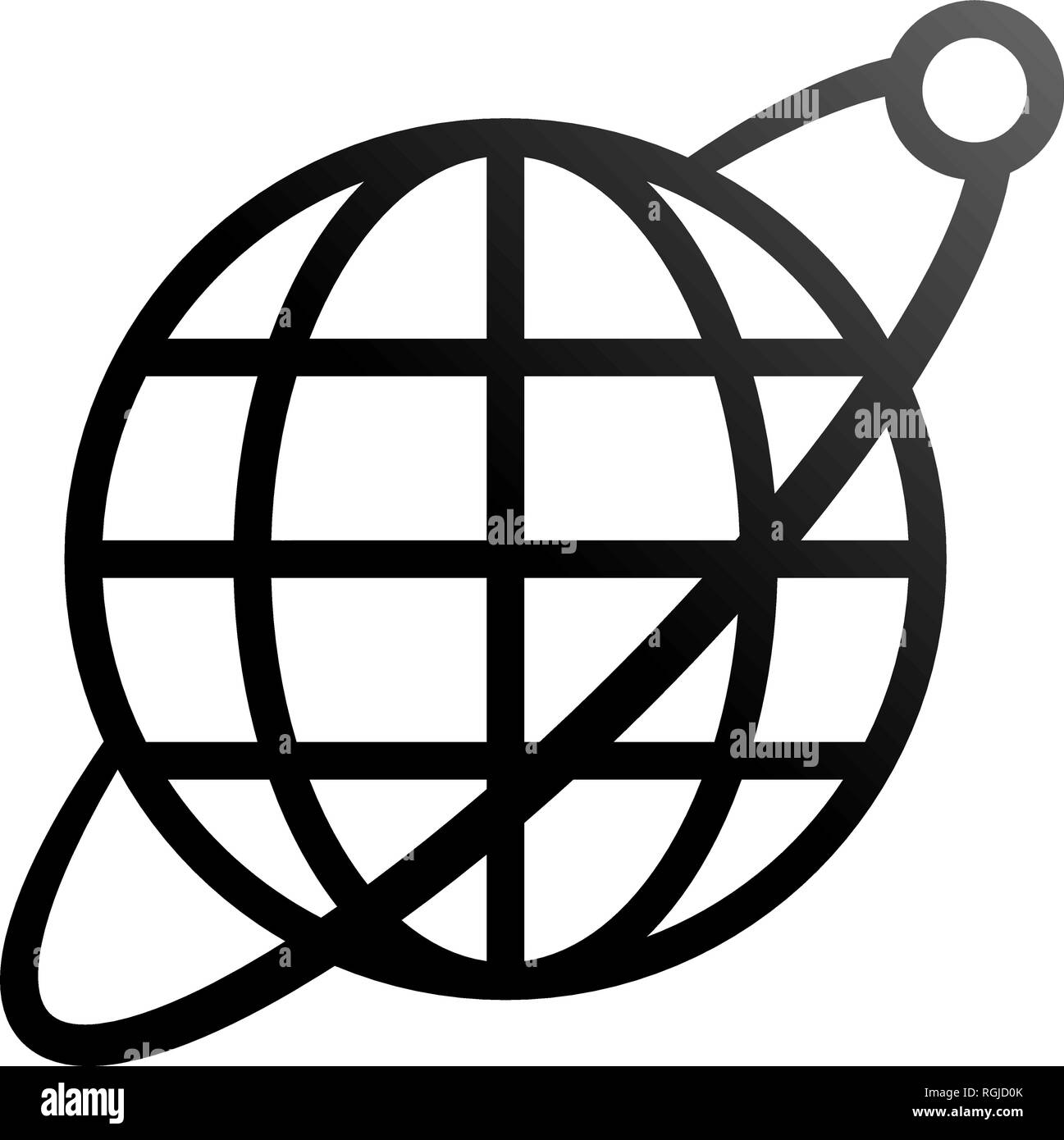 Globe symbol icon with orbit and satellite - black gradient, isolated ...