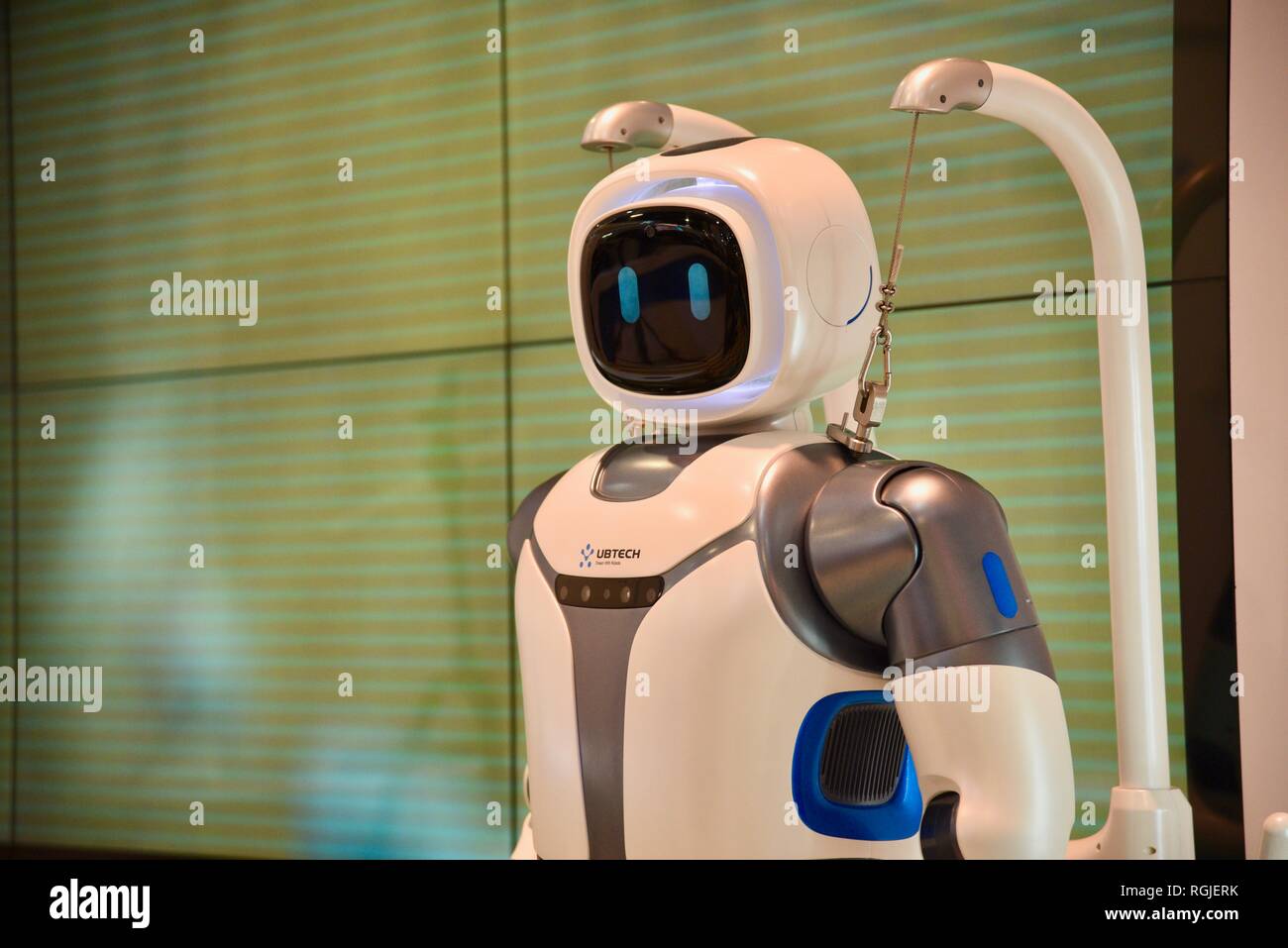 Ubtech's humanoid robot, Walker, demonstrates robotic skills at exhibit ...