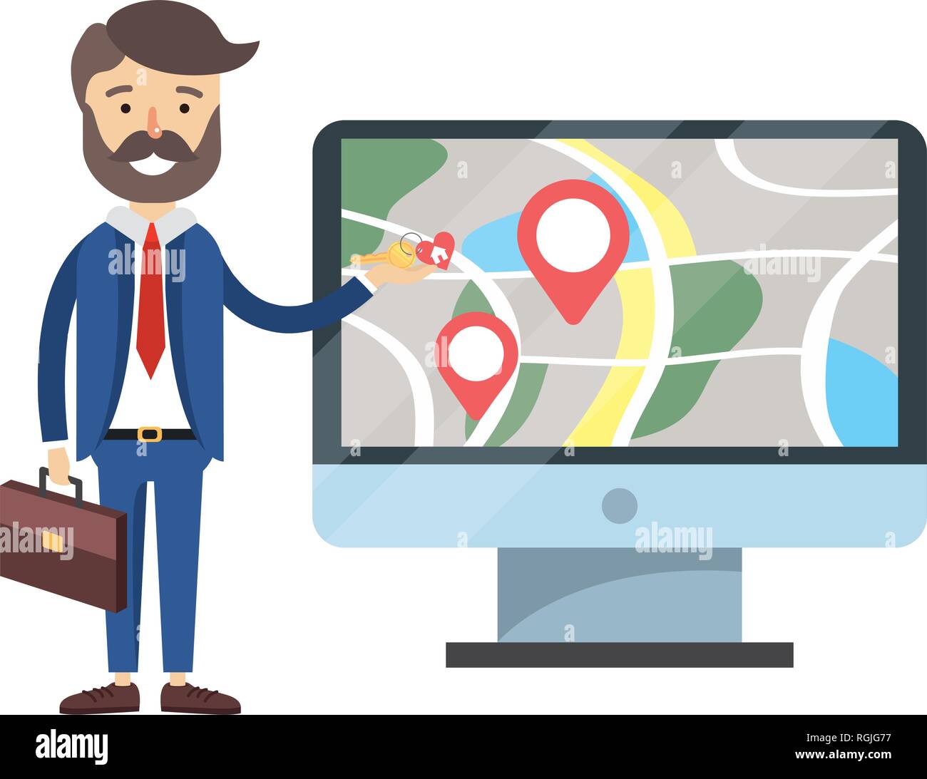 Man with suitcase screen Stock Vector Images - Alamy