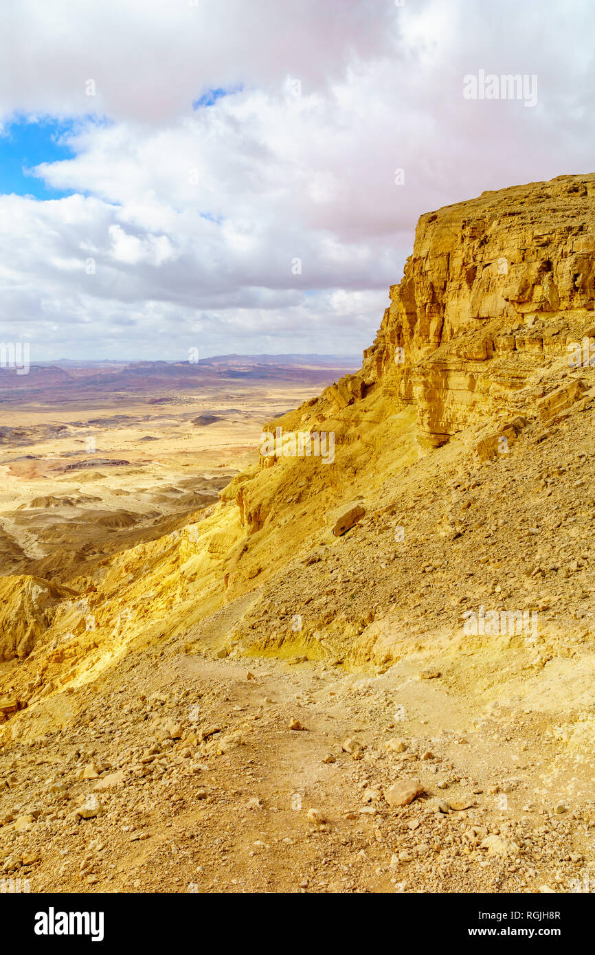 Landscape of Makhtesh (crater) Ramon (from mount Ardon), in the Negev ...