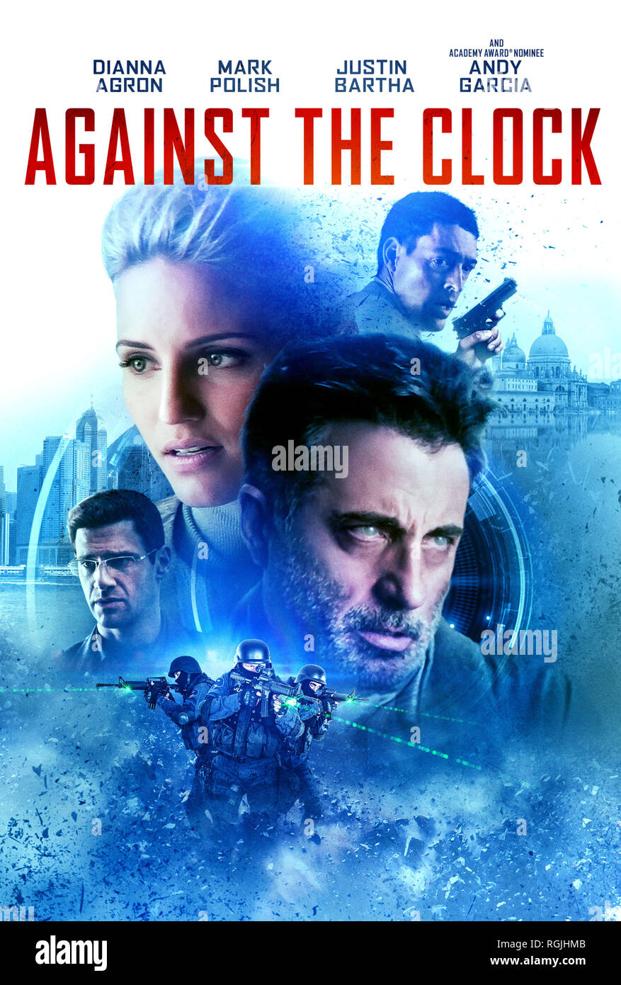 AGAINST THE CLOCK, US poster, clockwise from top right: Mark Polish ...