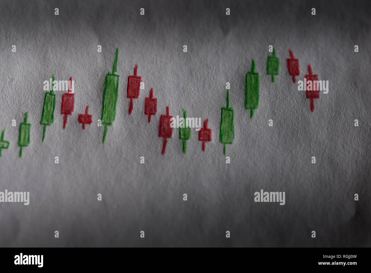 stock analysis candlestick drawing Stock Photo - Alamy