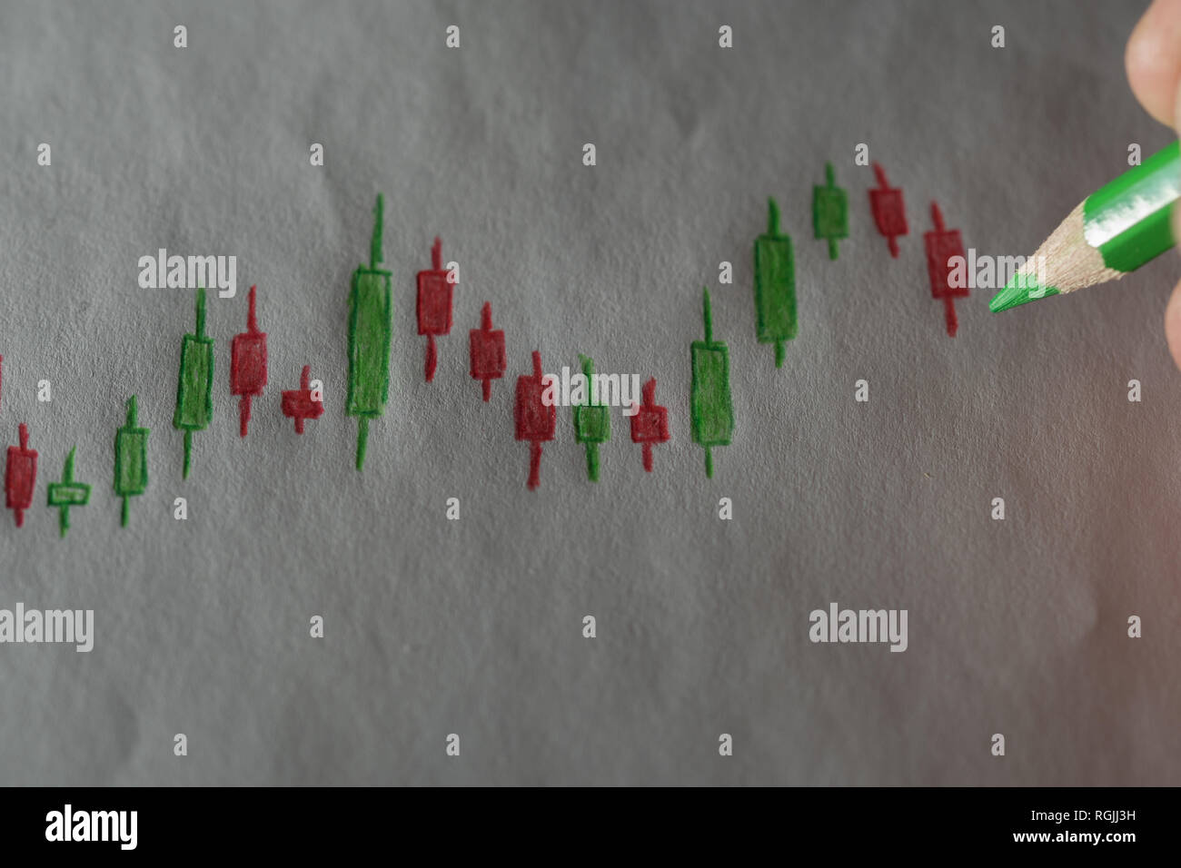 stock analysis candlestick drawing Stock Photo - Alamy