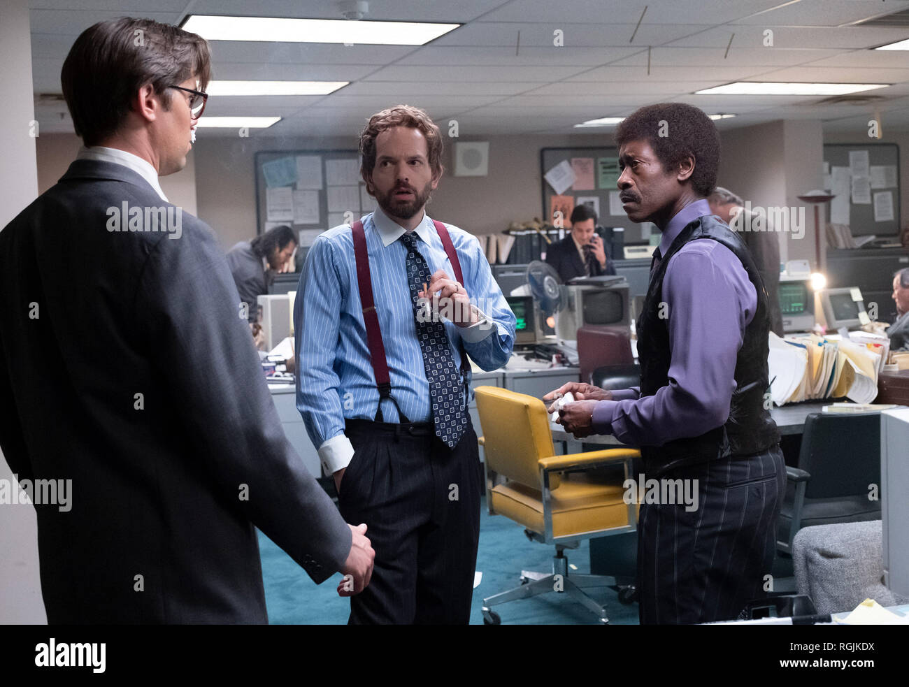 BLACK MONDAY, from left: Andrew Rannells (back to camera), Paul Scheer ...