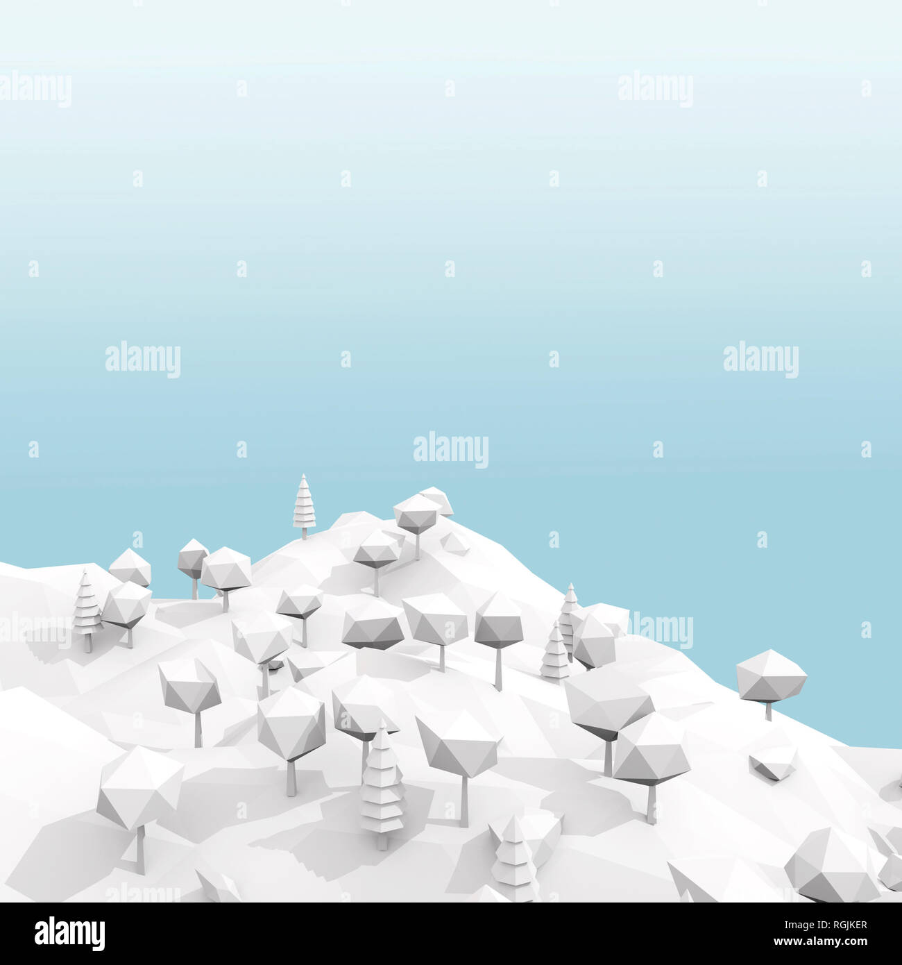 3d clay rendering illustration of hill with trees Stock Photo - Alamy