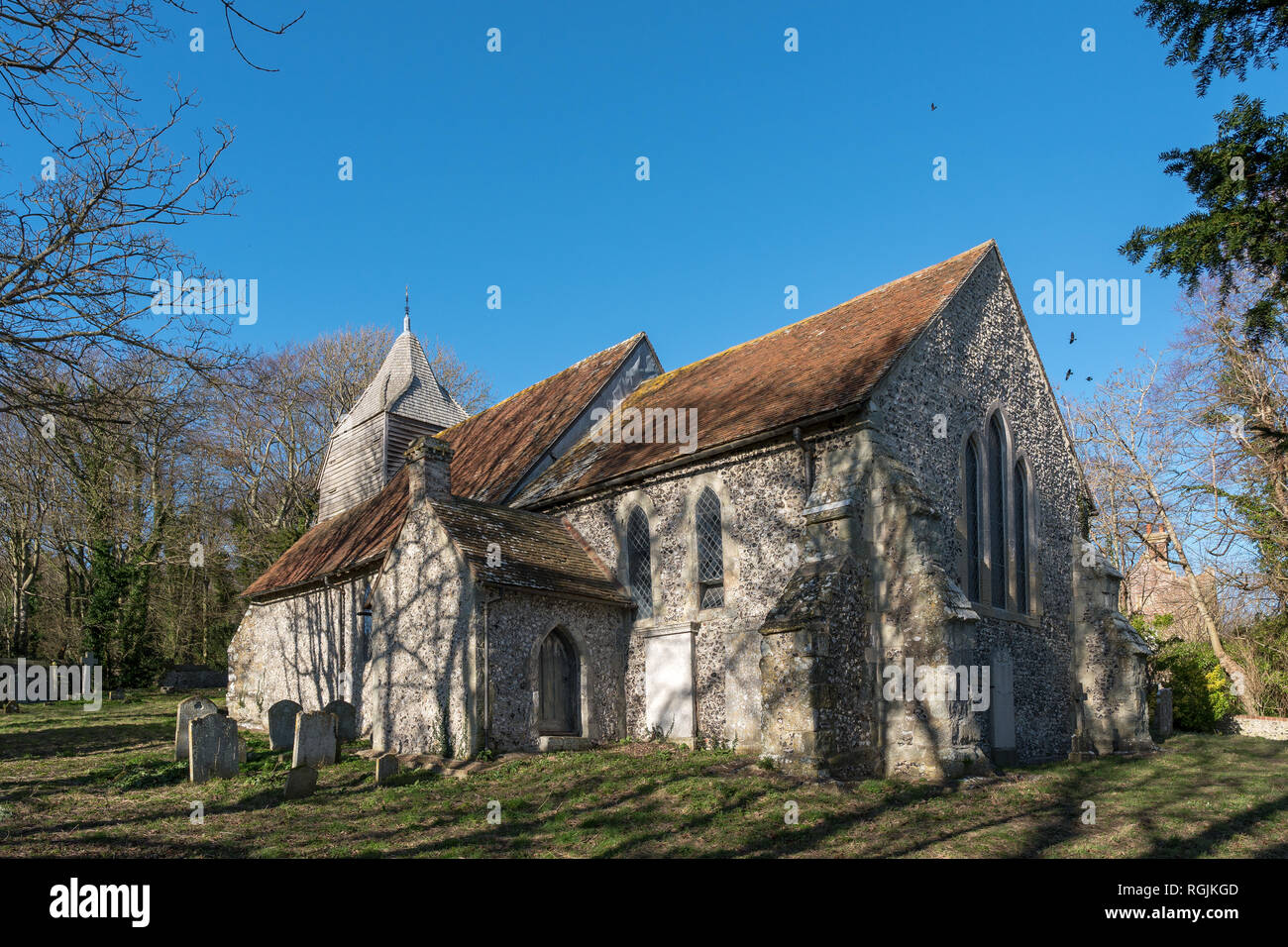 FOLKINGTON, EAST SUSSEX/UK - JANUARY 28 : The Church of St Peter ad ...
