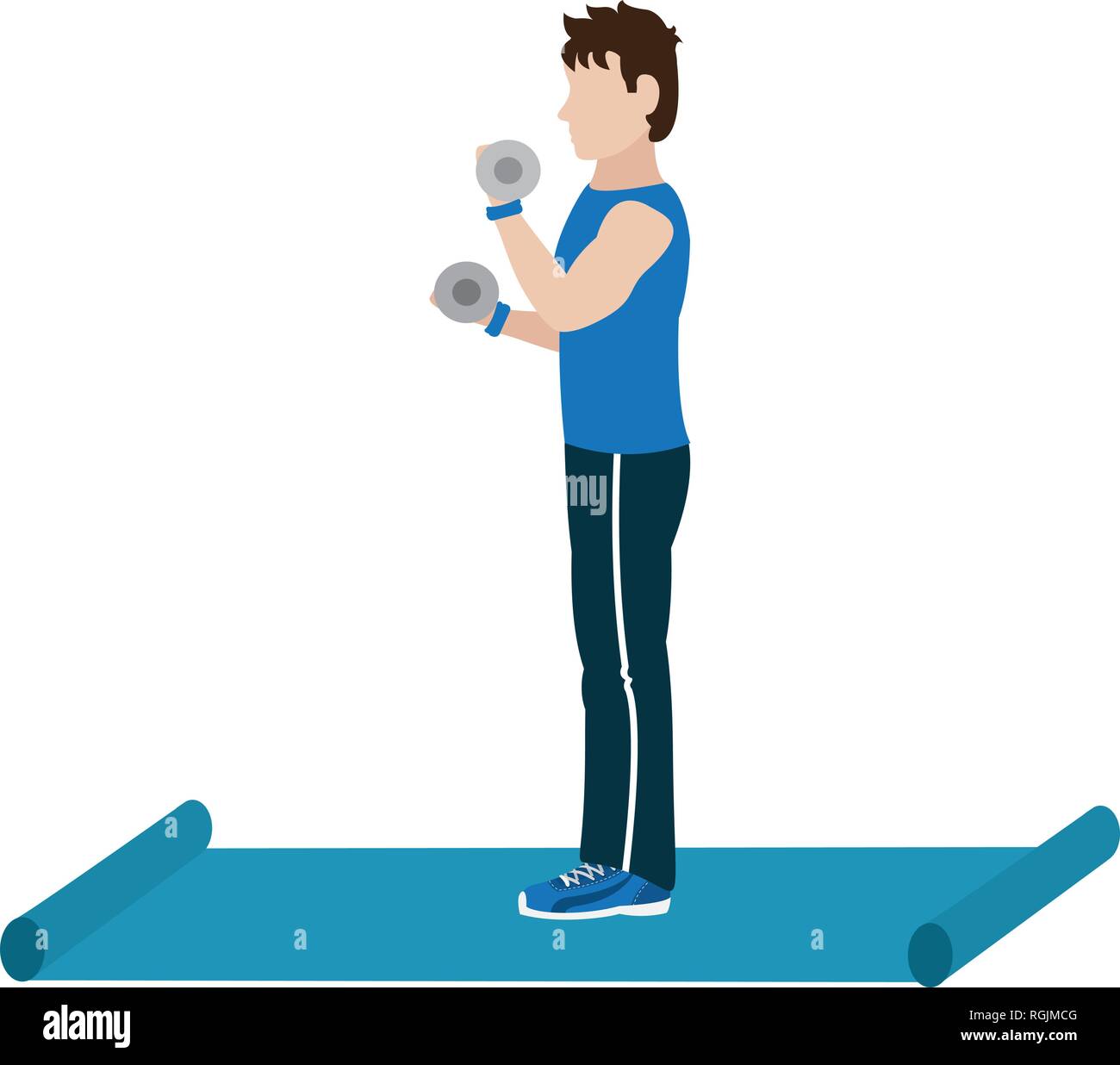 Fitness dumbbell man doing Stock Vector Images - Alamy
