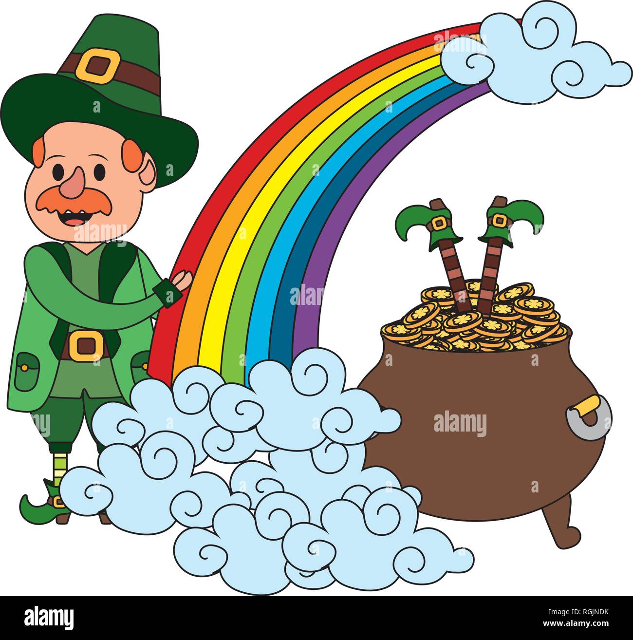 leprechaun with pot of gold Stock Vector Image & Art - Alamy