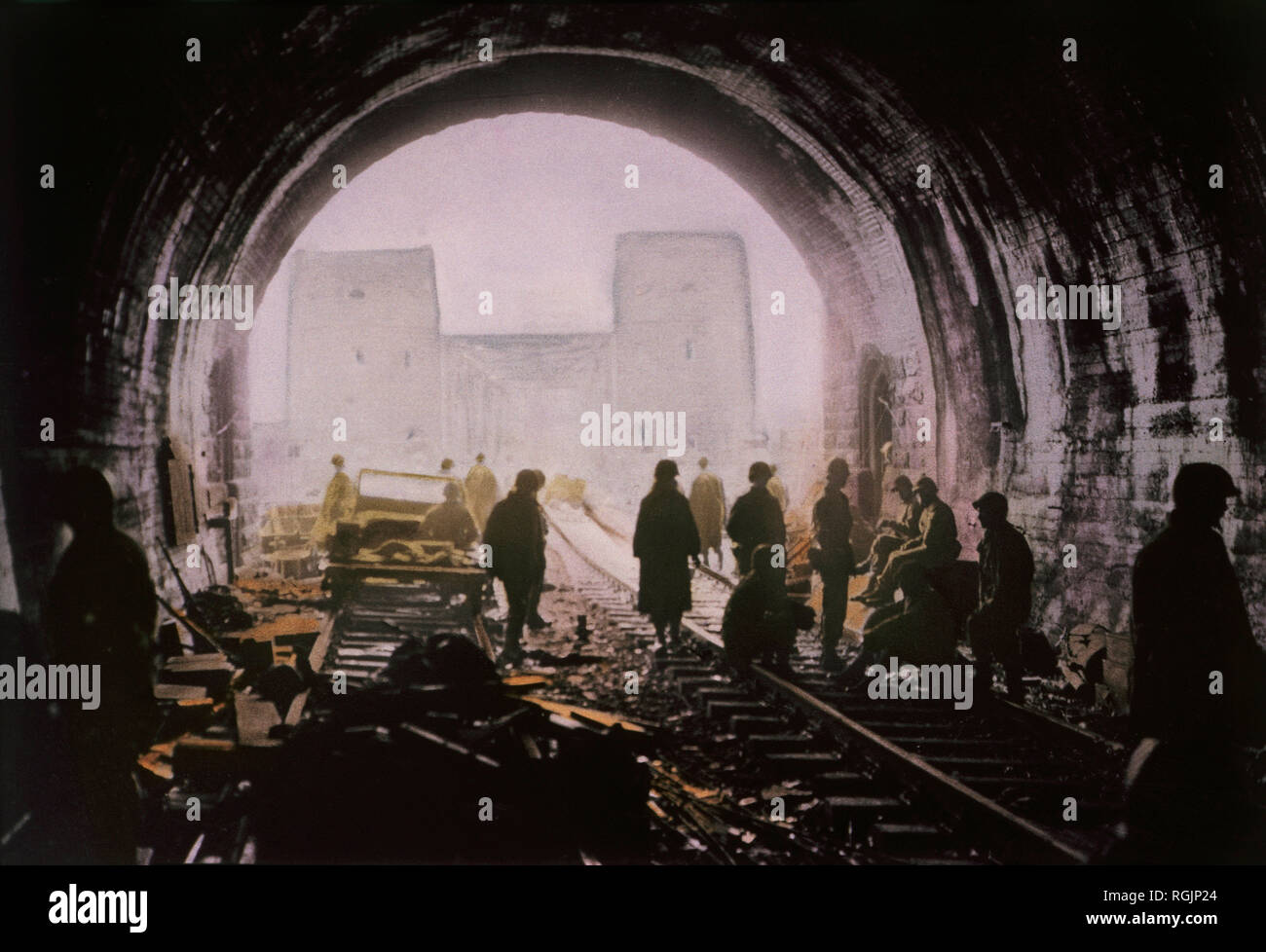 First Army Men and Equipment Crossing Ludendorff Railroad Bridge ...