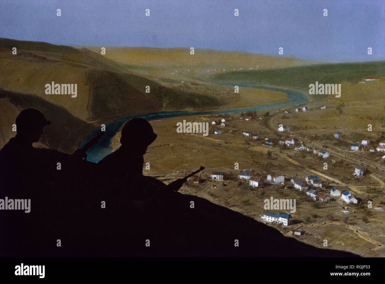 Enlisted Men Looking Across Saar River Valley Between Serrig and ...