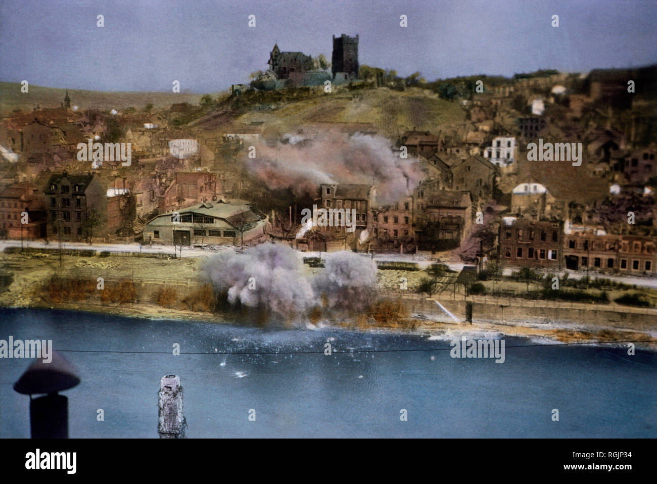 Artillery Shelling, Bingen, Germany, Rhineland Campaign, 1945 Stock ...