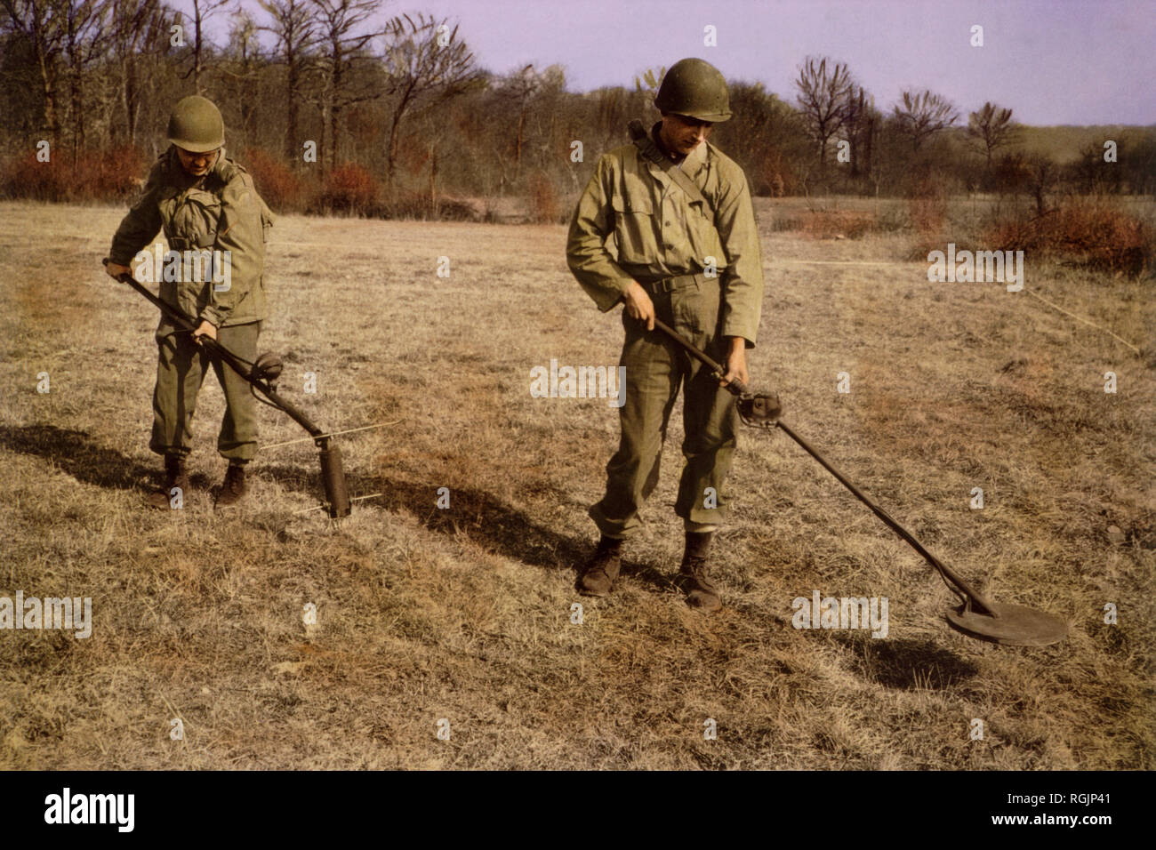 Soldiers using Two Types of Mine Detectors, AN/PRS-1 and SCR 625 ...