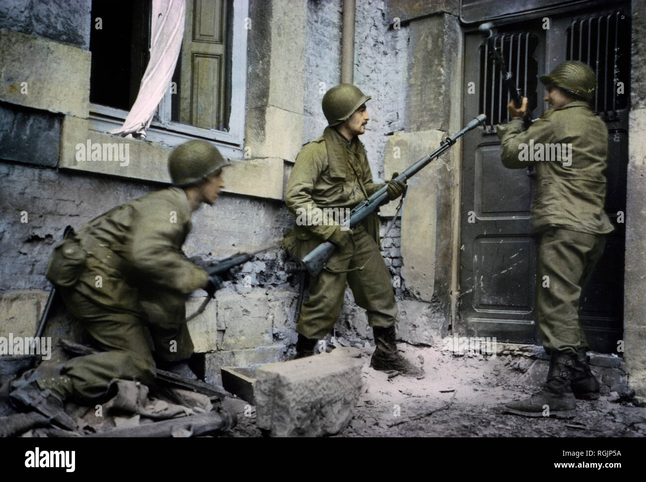 Infantrymen Battle Down Door of House where German Snipers are Holding ...