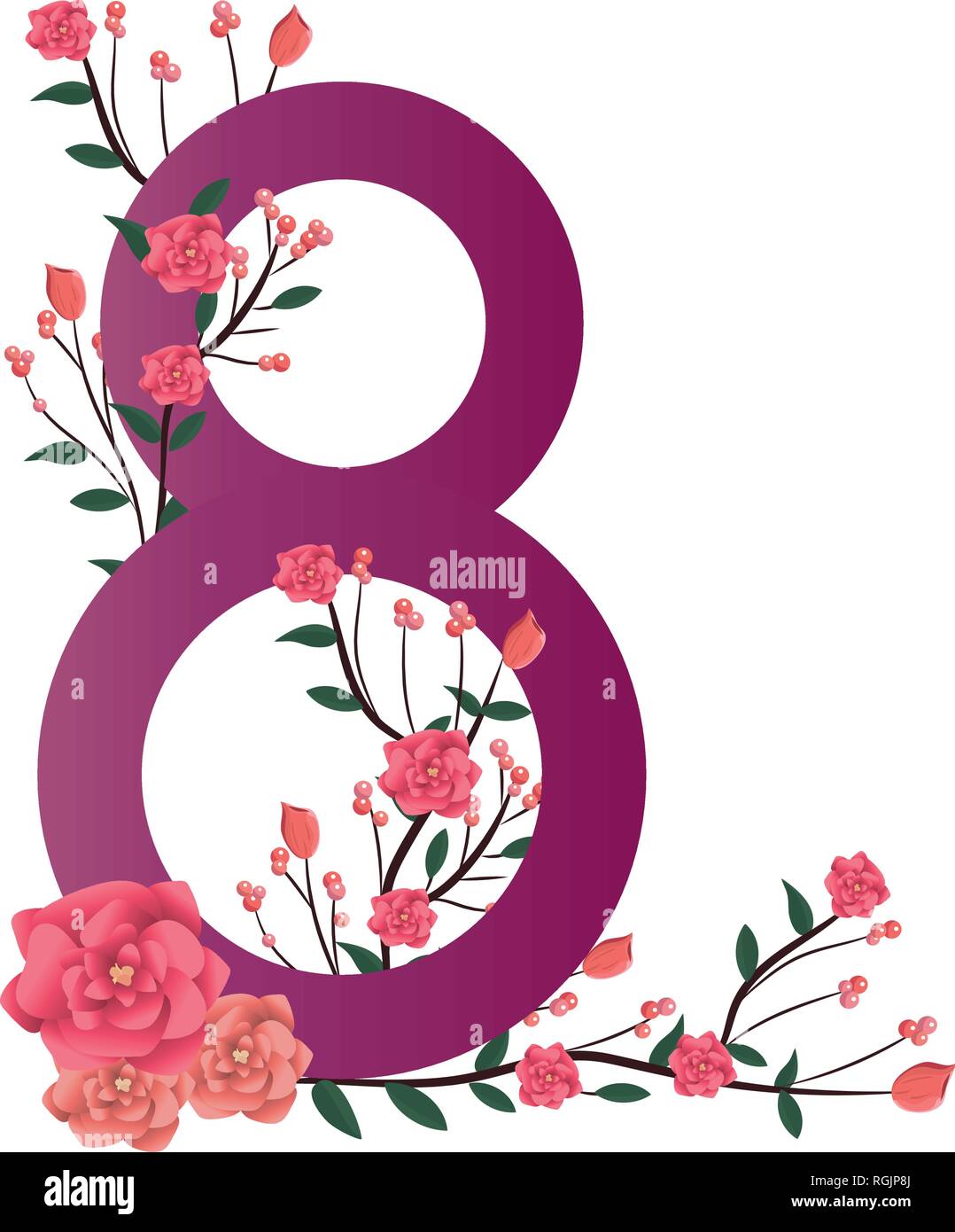 number eight with flowers Stock Vector Image & Art - Alamy