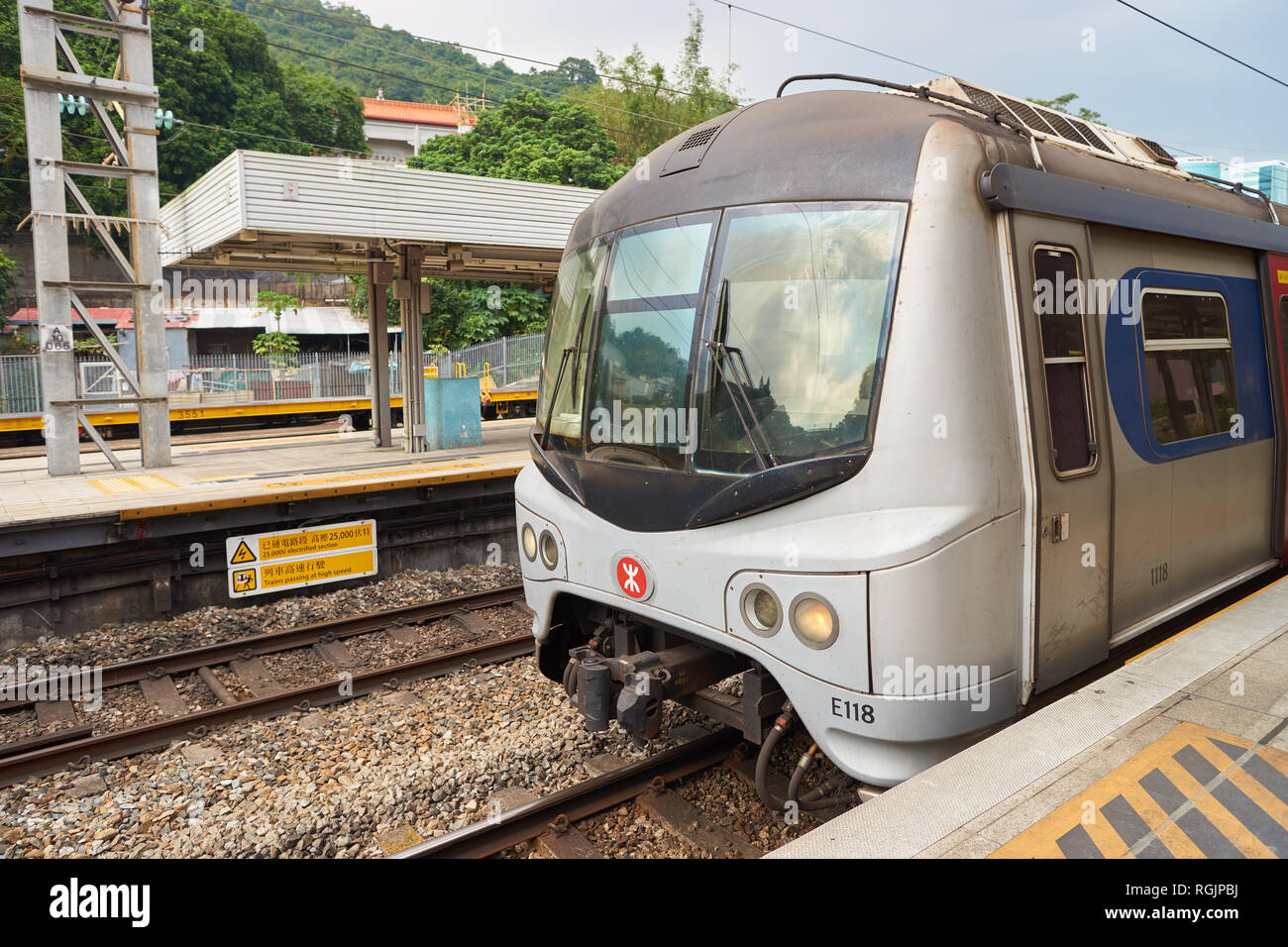 HONG KONG - CIRCA NOVEMBER, 2016: an MTR train on the East Rail Line ...