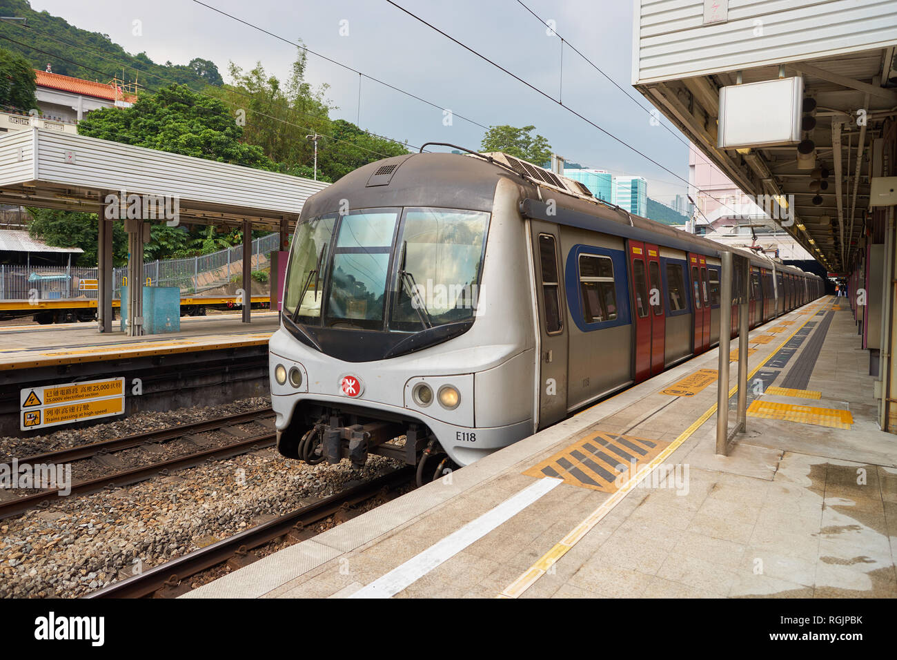HONG KONG - CIRCA NOVEMBER, 2016: an MTR train on the East Rail Line ...