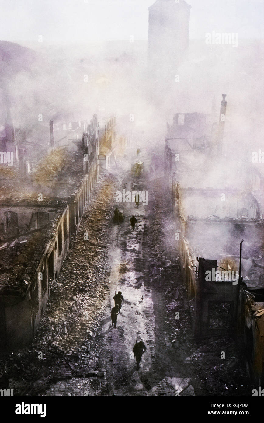 Infantrymen Moving Down Street during Seventy Army Advance, Waldenburg ...