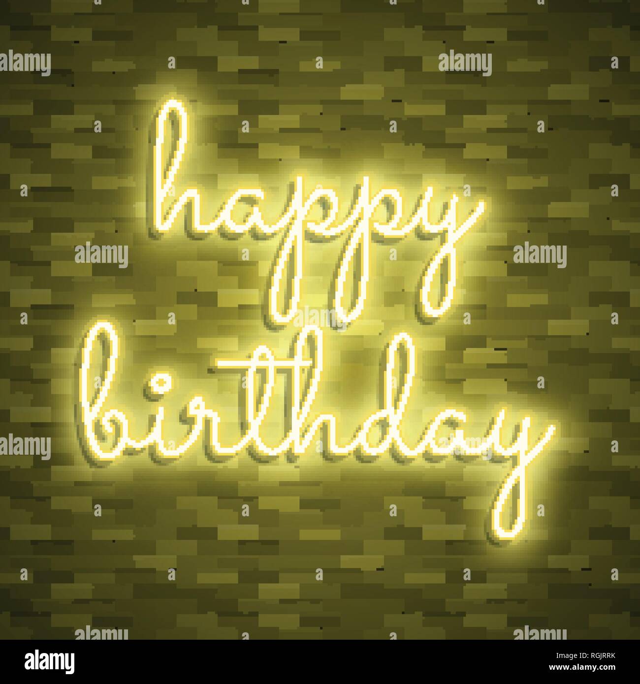 Neon light lettering, Stock vector. Happy birthday Stock Vector Image ...