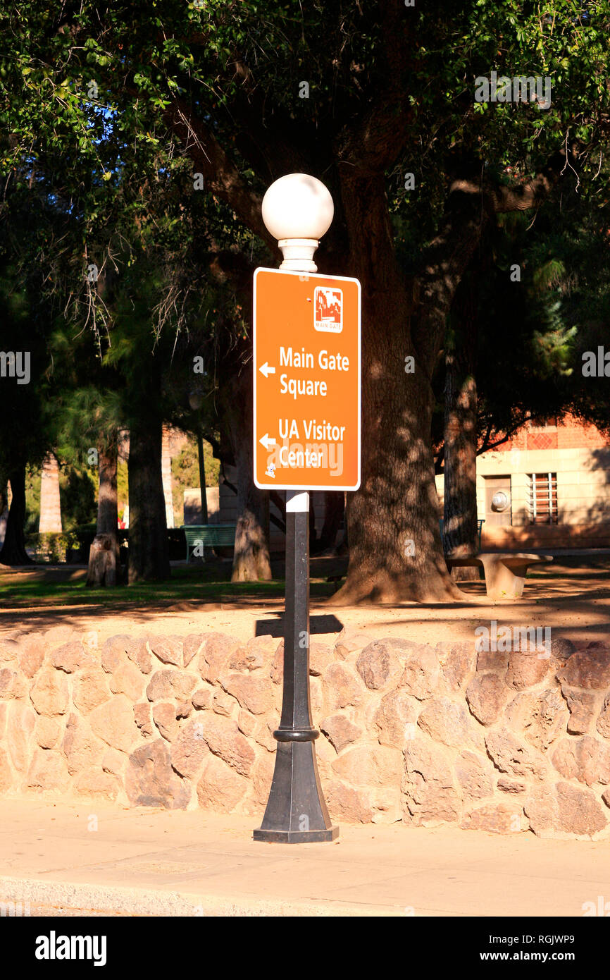 Main Gate Square and UA Visitor Center brown signpost on N PArk Ave in ...