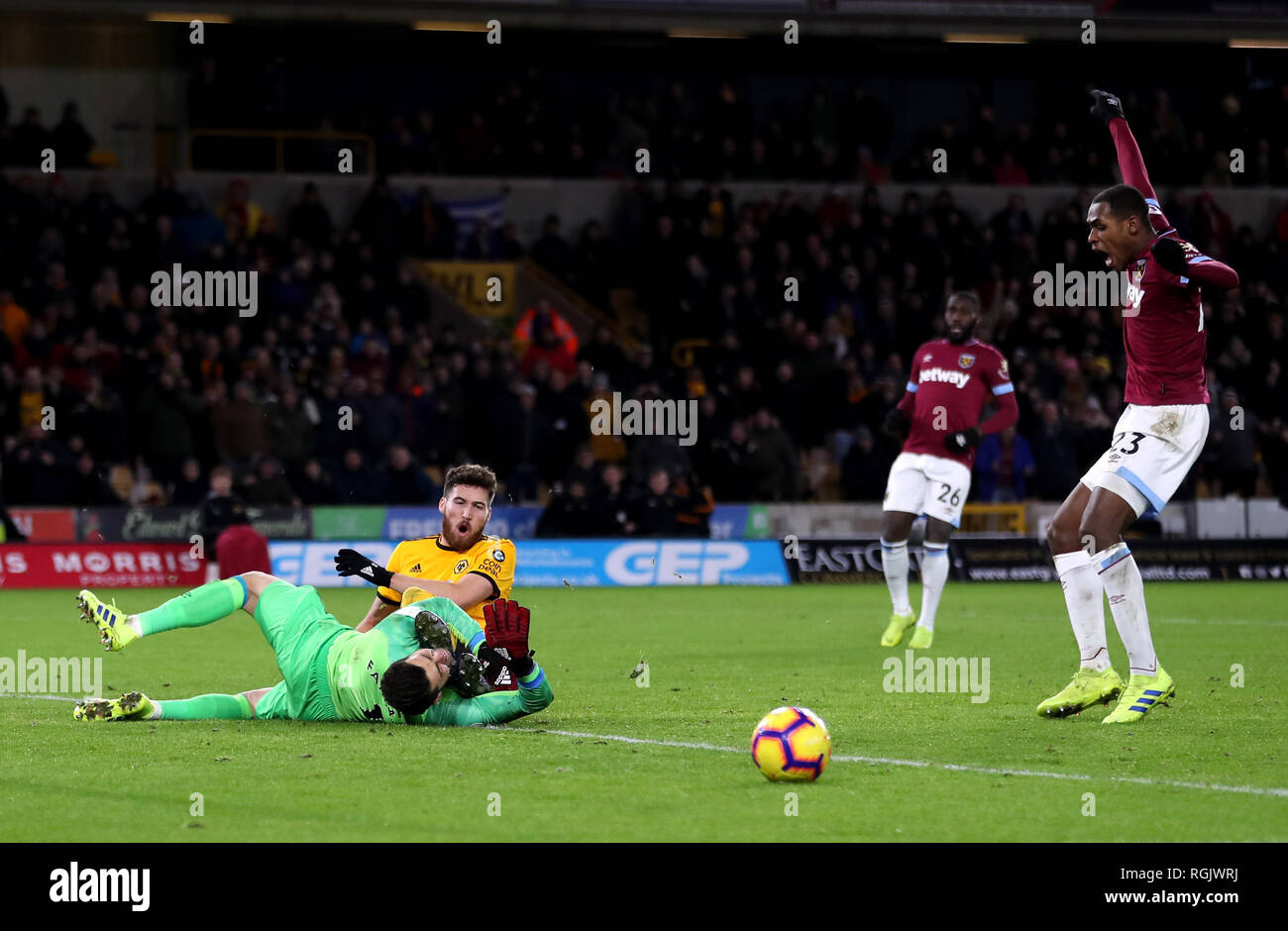 West Ham United goalkeeper Lukasz Fabianski picks up an injury after a ...