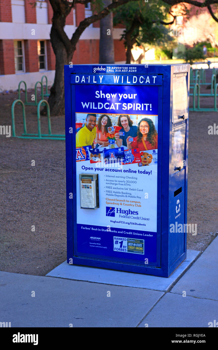 Daily Wildcat student advertising kiosk on the University of Arizona ...