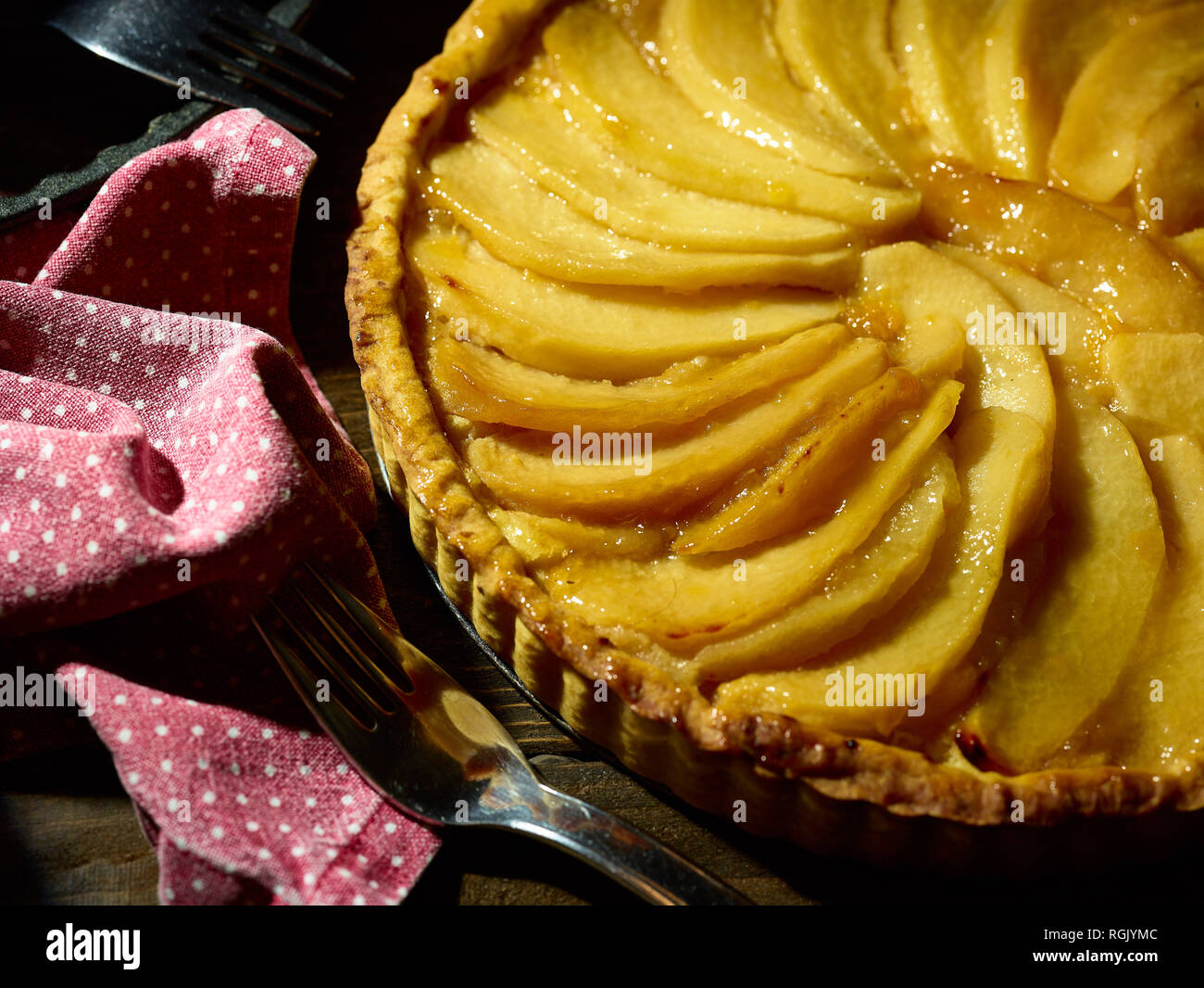 Quince flan with quince sliced pattern food still-life photograph Stock ...