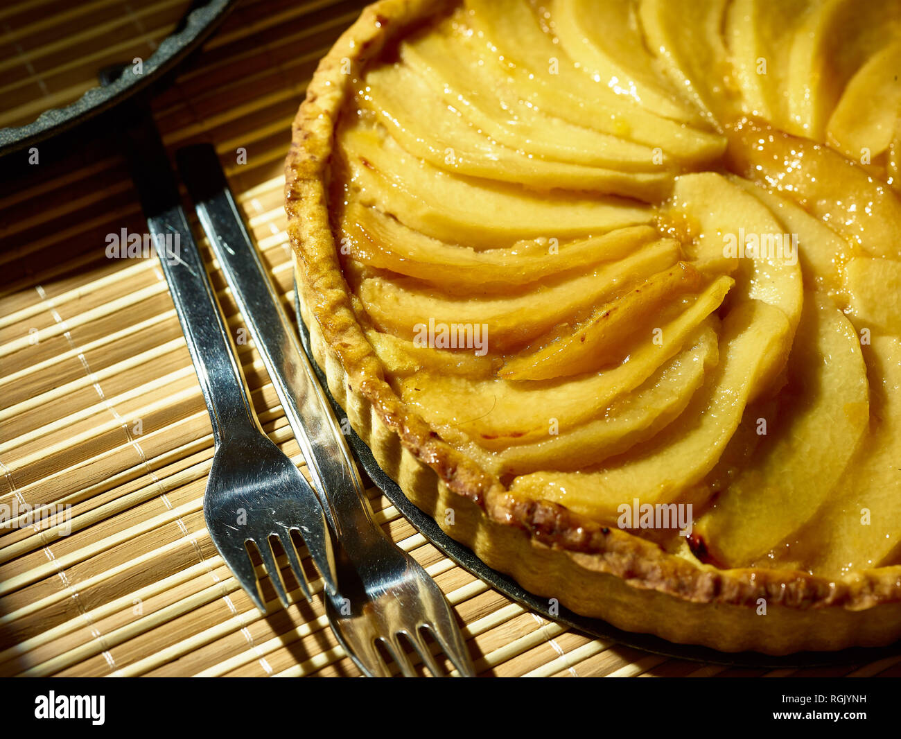 Quince flan with quince sliced pattern food still-life photograph Stock ...