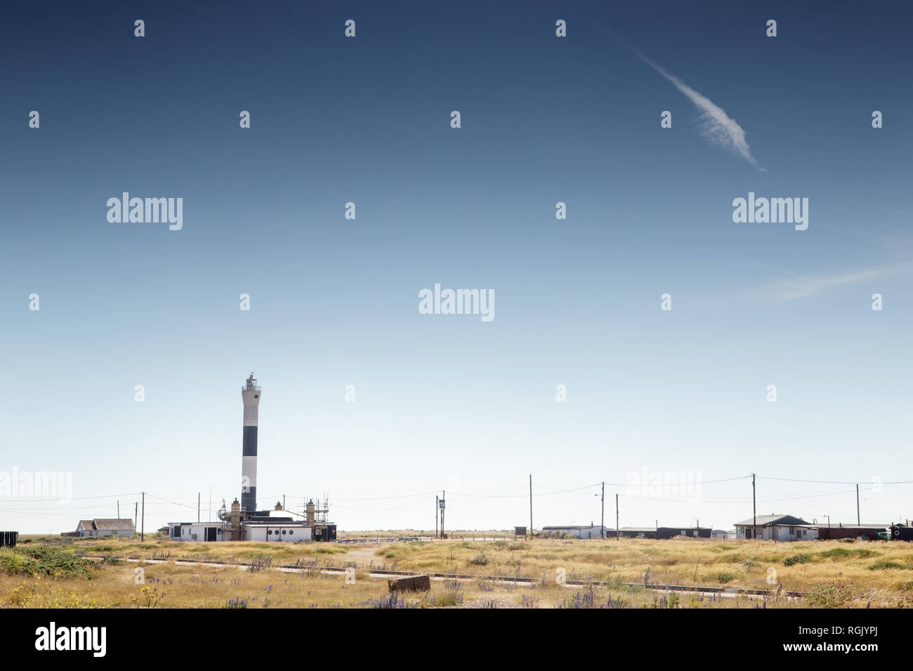 landscape image along the dungeness romney marsh coastline Stock Photo ...