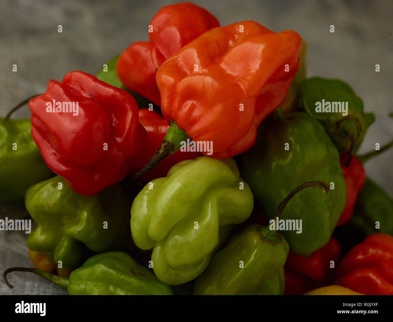 Scotch Bonnet peppers food still-life photograph Stock Photo - Alamy