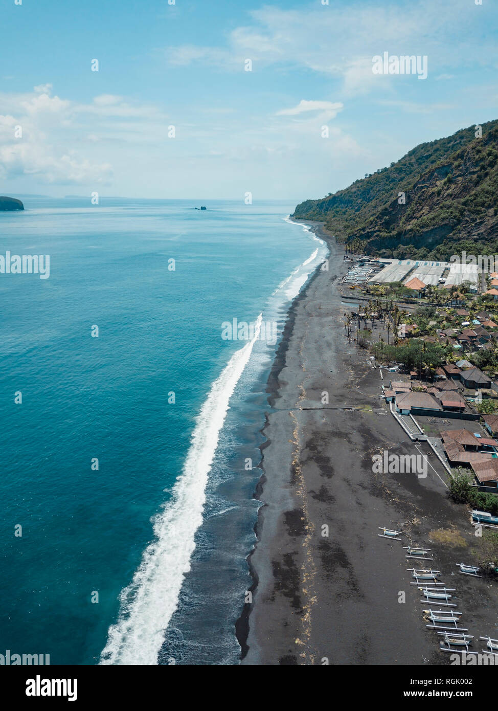 Indonesia, Bali, Karangasem, Aerial view of Bugbug beach Stock Photo ...