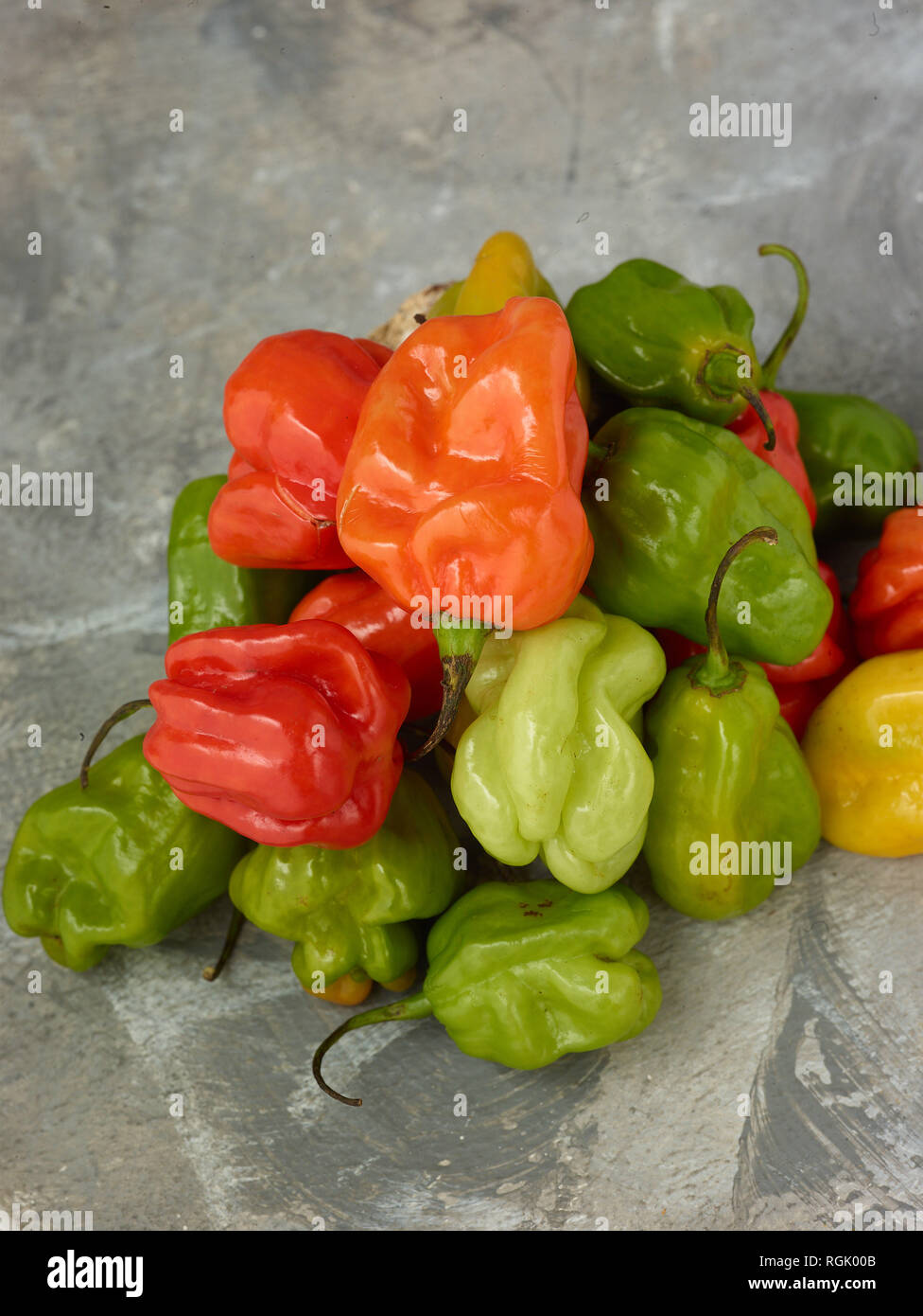 Scotch Bonnet peppers food still-life photograph Stock Photo - Alamy