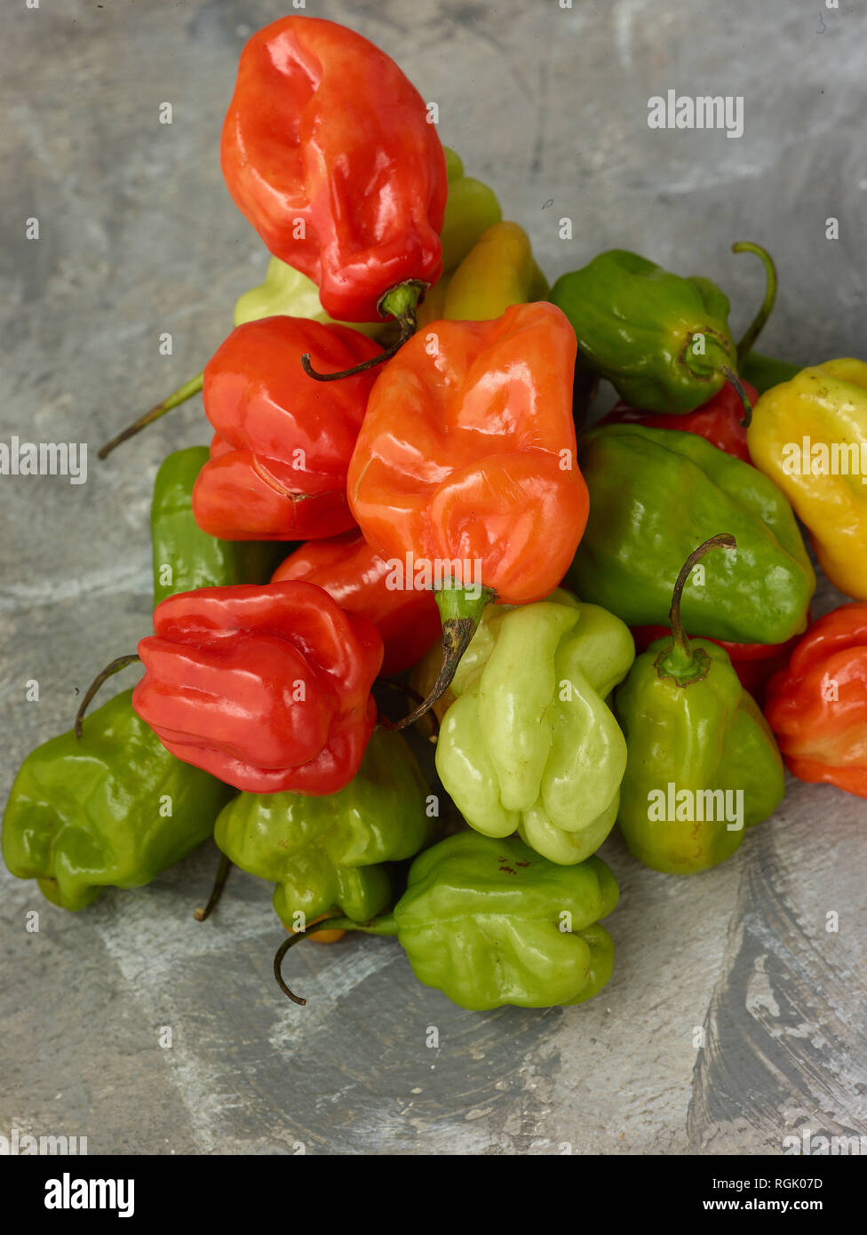 Scotch Bonnet peppers food still-life photograph Stock Photo - Alamy
