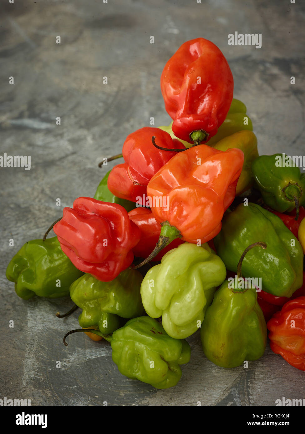 Scotch Bonnet peppers food still-life photograph Stock Photo - Alamy