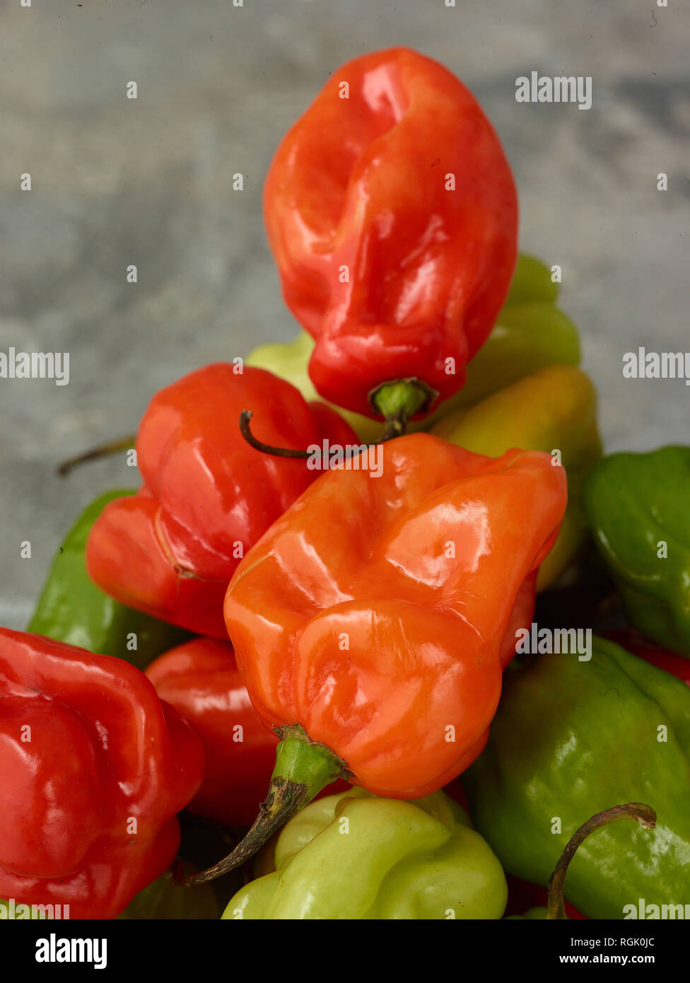 Scotch Bonnet peppers food still-life photograph Stock Photo - Alamy