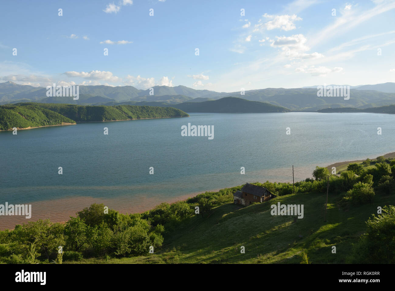Debar Debarsko Lake in Macedonia, with mountains background Stock Photo ...