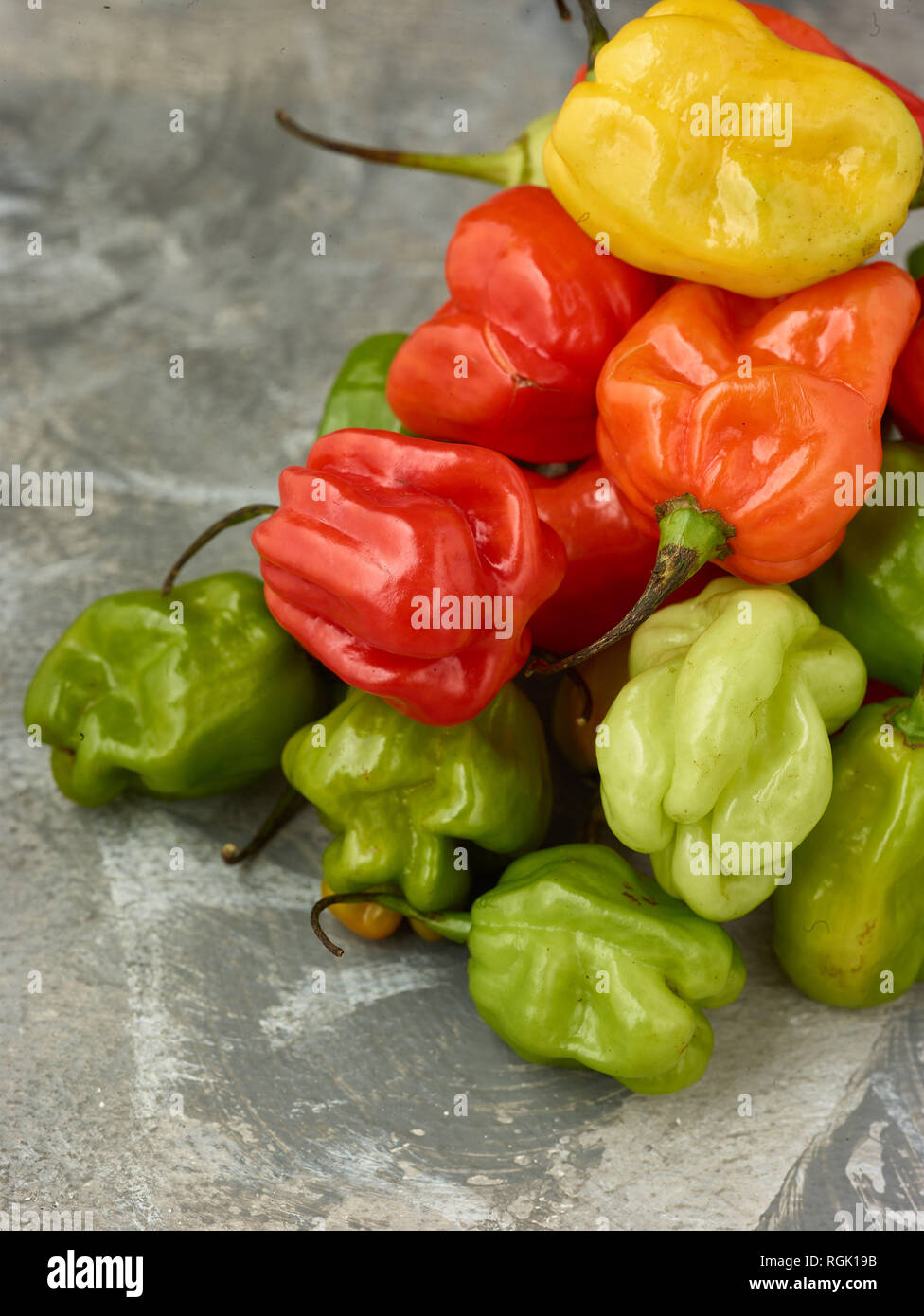 Scotch Bonnet peppers food still-life photograph Stock Photo - Alamy