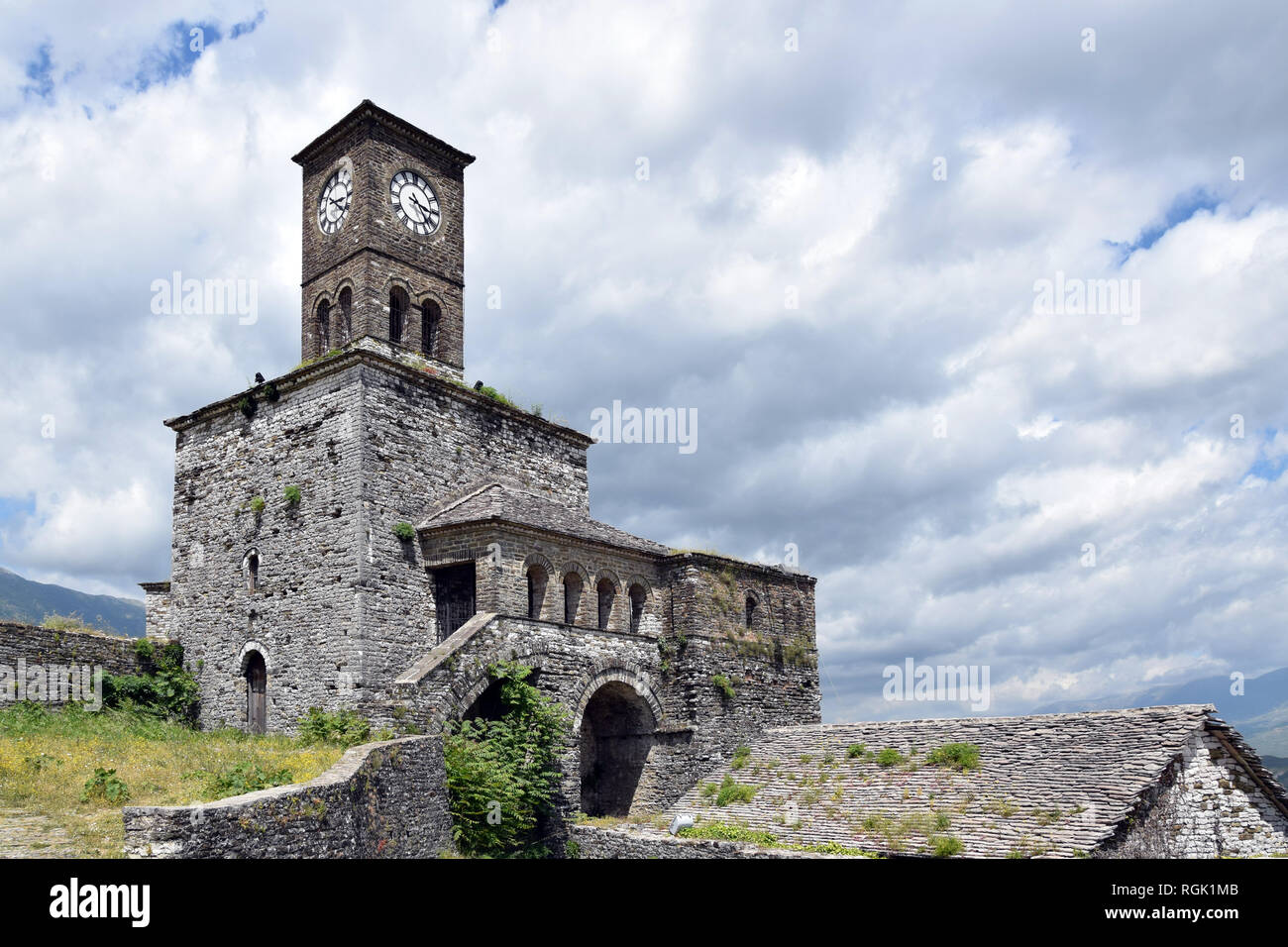 Castle Tower in Gjirokaster city. UNESCO world heritage. Albania Stock ...