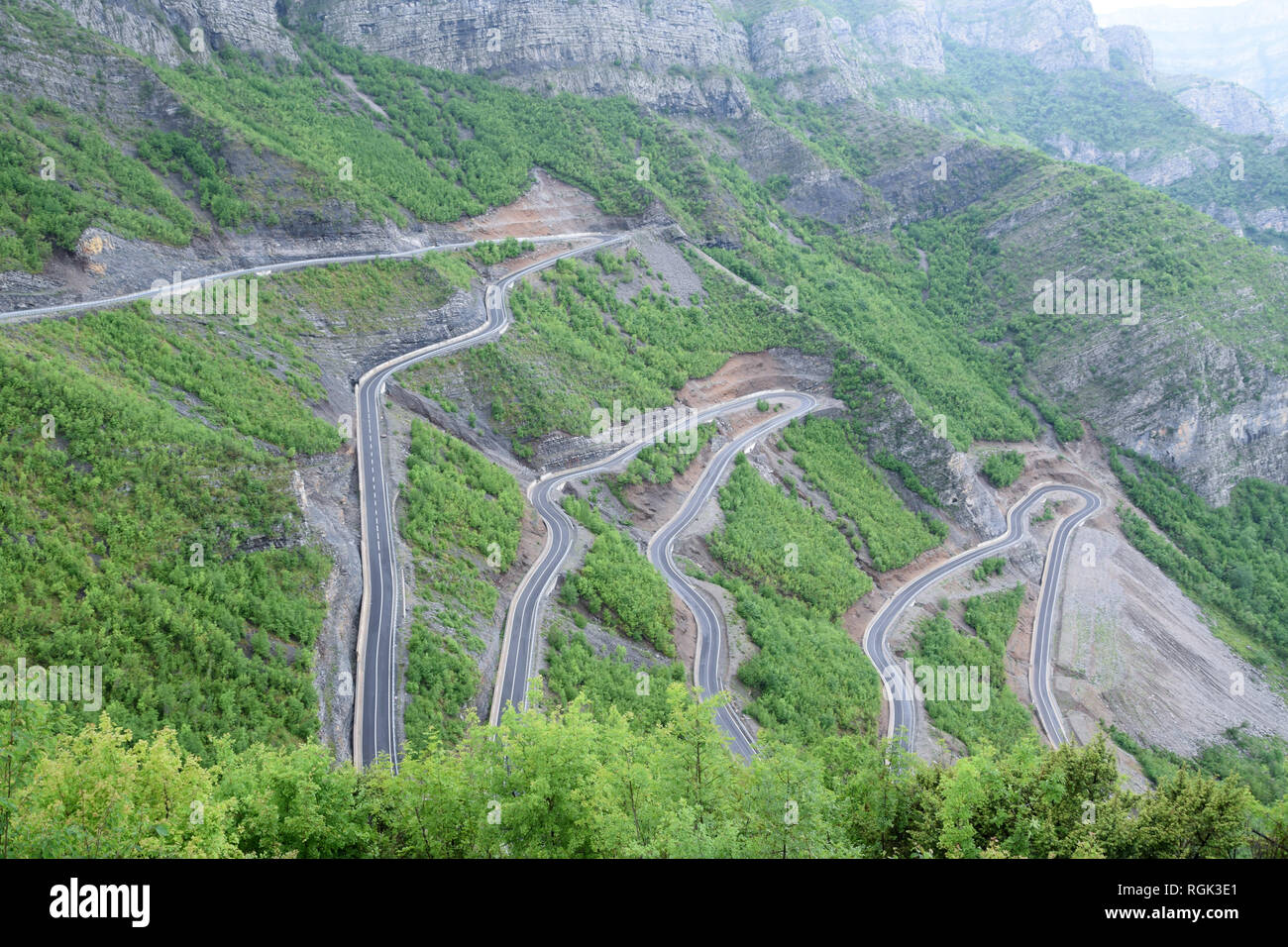 Streamers in gorge of Cem river. North Albanian mountains. View from ...