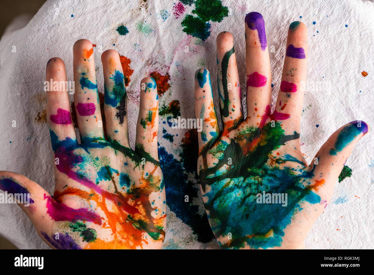 Child hand covered paint hi-res stock photography and images - Alamy