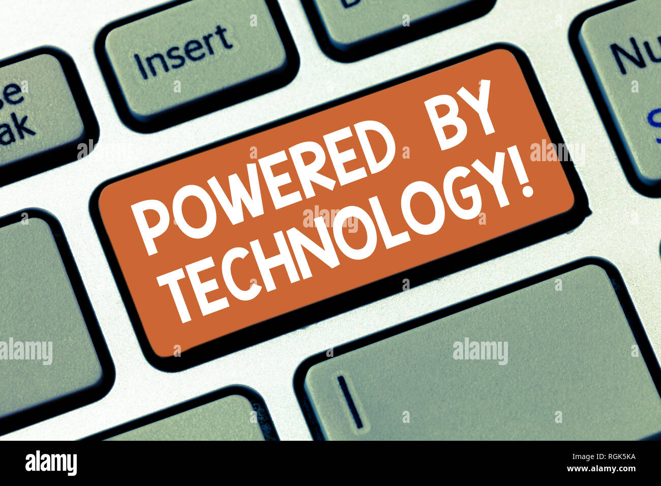 Writing note showing Powered By Technology. Business photo showcasing ...