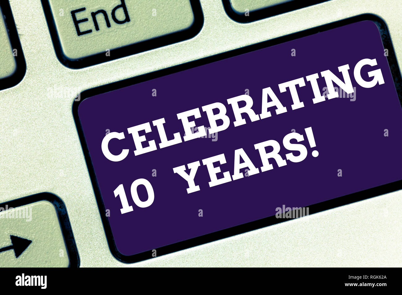 Handwriting text Celebrating 10 Years. Concept meaning Commemorating a ...