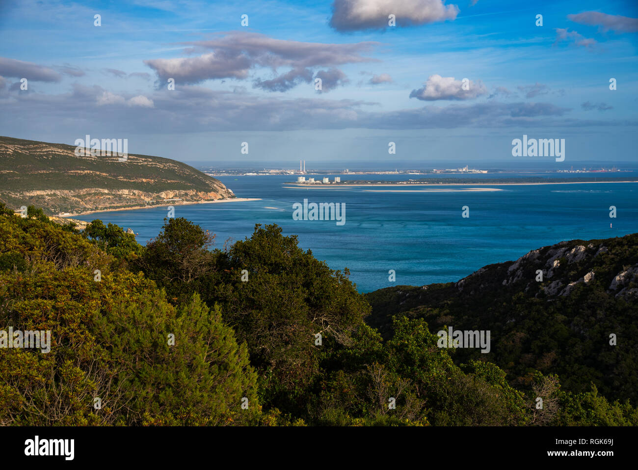 ocean view with Troia and Setubal city in Portinho da Arrabida in ...