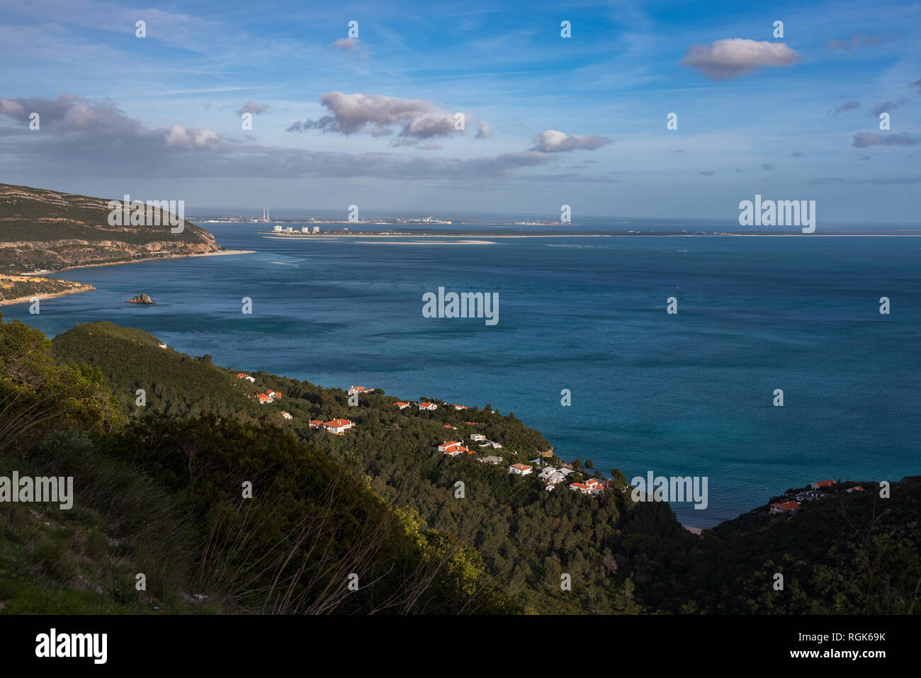 ocean view with Troia and Setubal city in Portinho da Arrabida in ...
