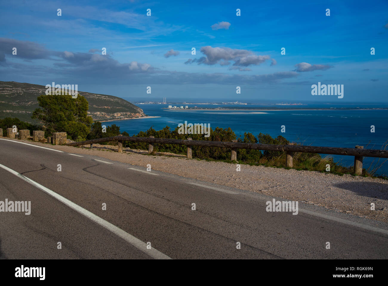 ocean view with Troia and Setubal city in Portinho da Arrabida in ...