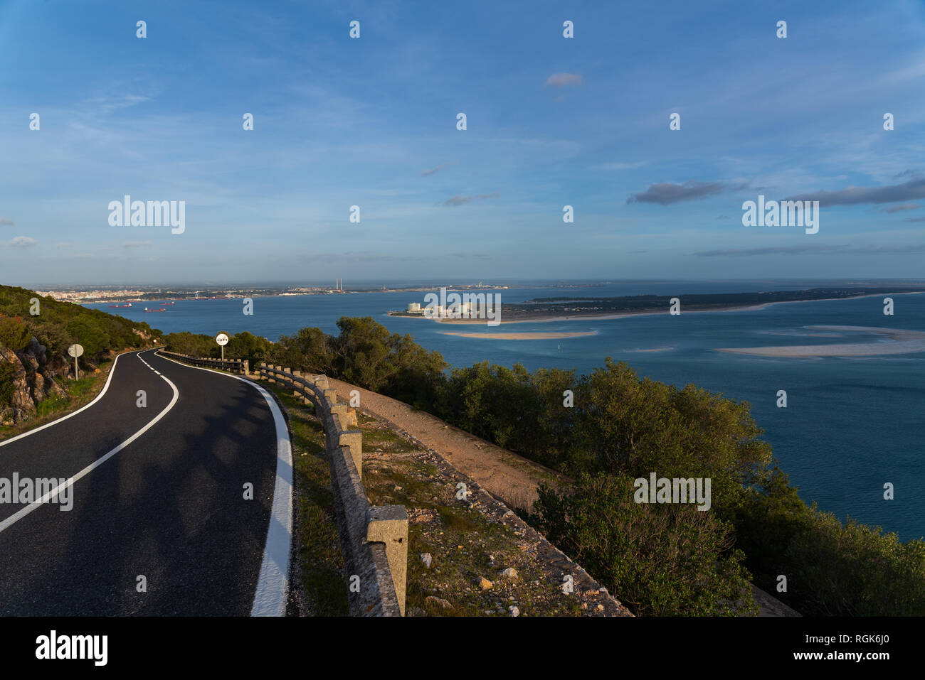 ocean view with Troia and Setubal city in Portinho da Arrabida in ...