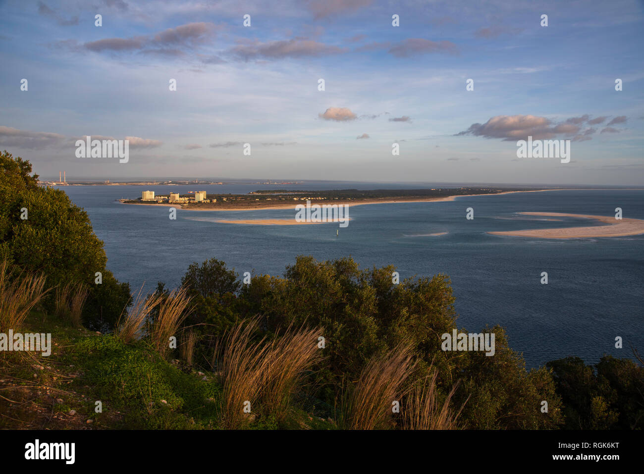 ocean view with Troia and Setubal city in Portinho da Arrabida in ...