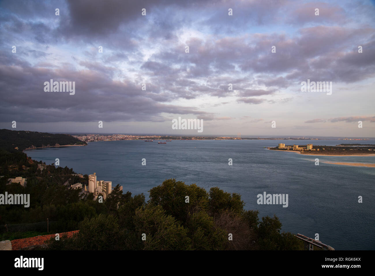 ocean view with Troia and Setubal city in Portinho da Arrabida in ...